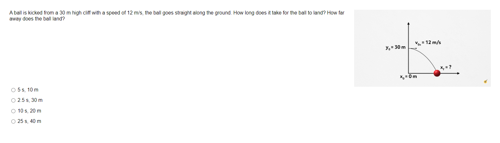 Solved A ball is kicked from a 30 m high cliff with a speed | Chegg.com