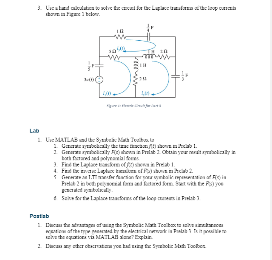 3. Use a hand calculation to solve the circuit for | Chegg.com