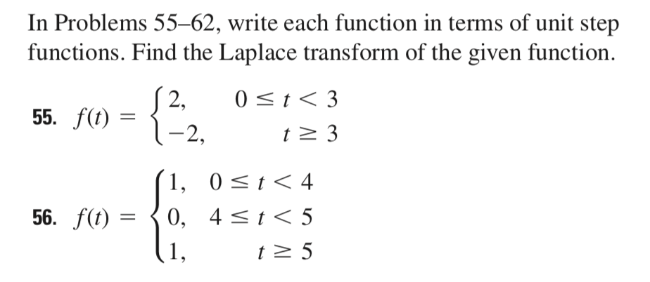 Solved write 56 function in terms of unit step functions. | Chegg.com
