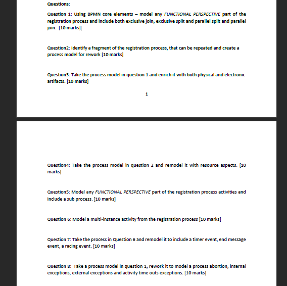 Solved Questions: Question 1: Using BPMN core elements - | Chegg.com