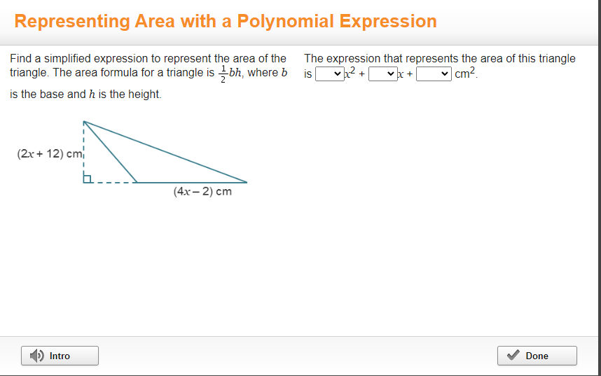 Solved Representing Area with a Polynomial Expression Find a | Chegg.com