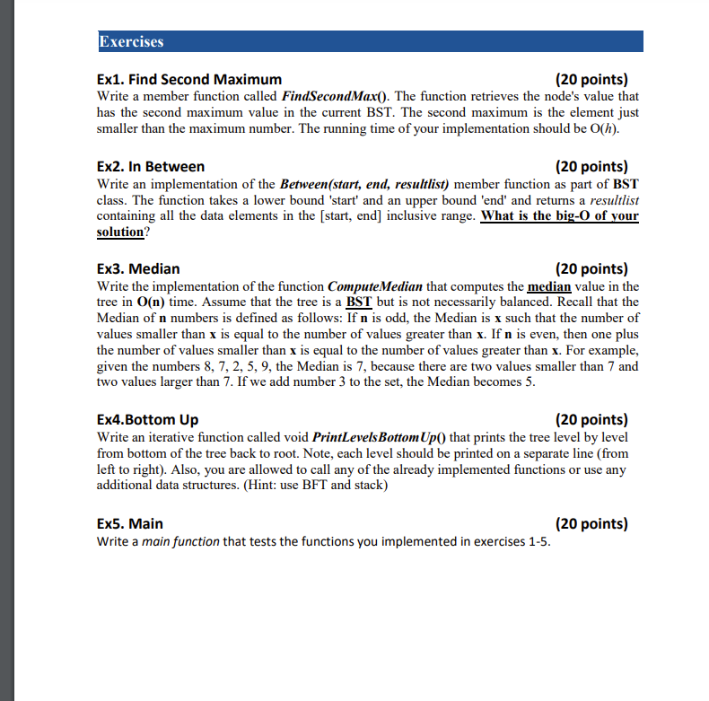 Solved Exercises Ex1. Find Second Maximum (20 points) Write | Chegg.com