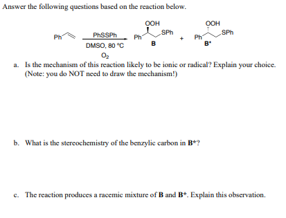 Solved Answer the following questions based on the reaction | Chegg.com