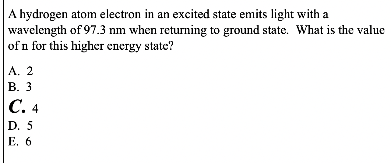 Solved A hydrogen atom electron in an excited state emits | Chegg.com