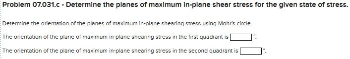 Solved NEISUULIOL Problem 07.031 - Using Mohr's circle, | Chegg.com