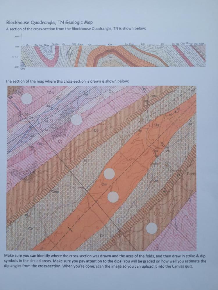 Solved Blockhouse Quadrangle, TN Geologic Map A section of | Chegg.com