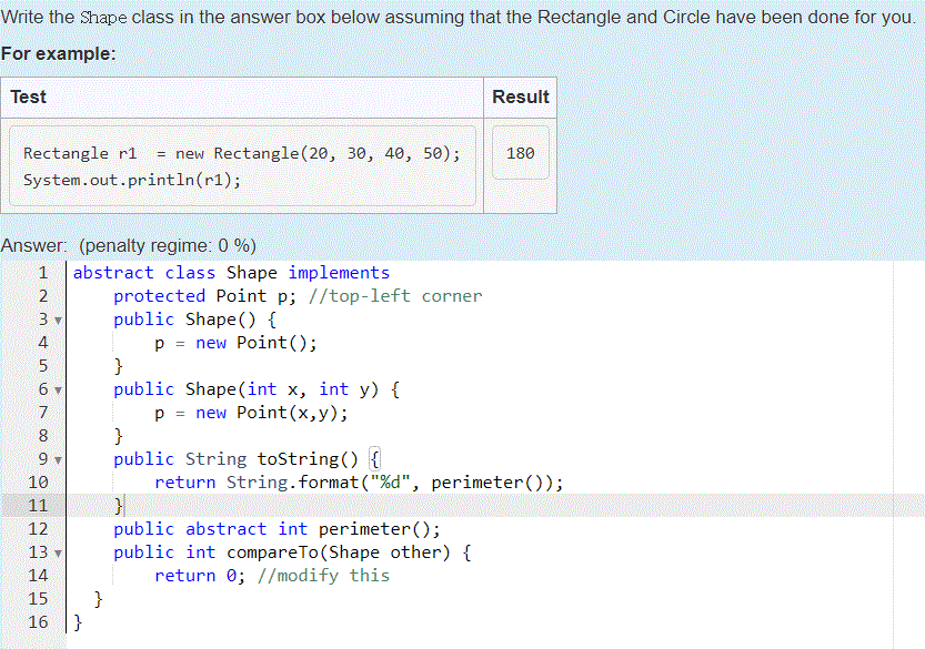 Solved abstract class Shape protected Point p; //top-left | Chegg.com