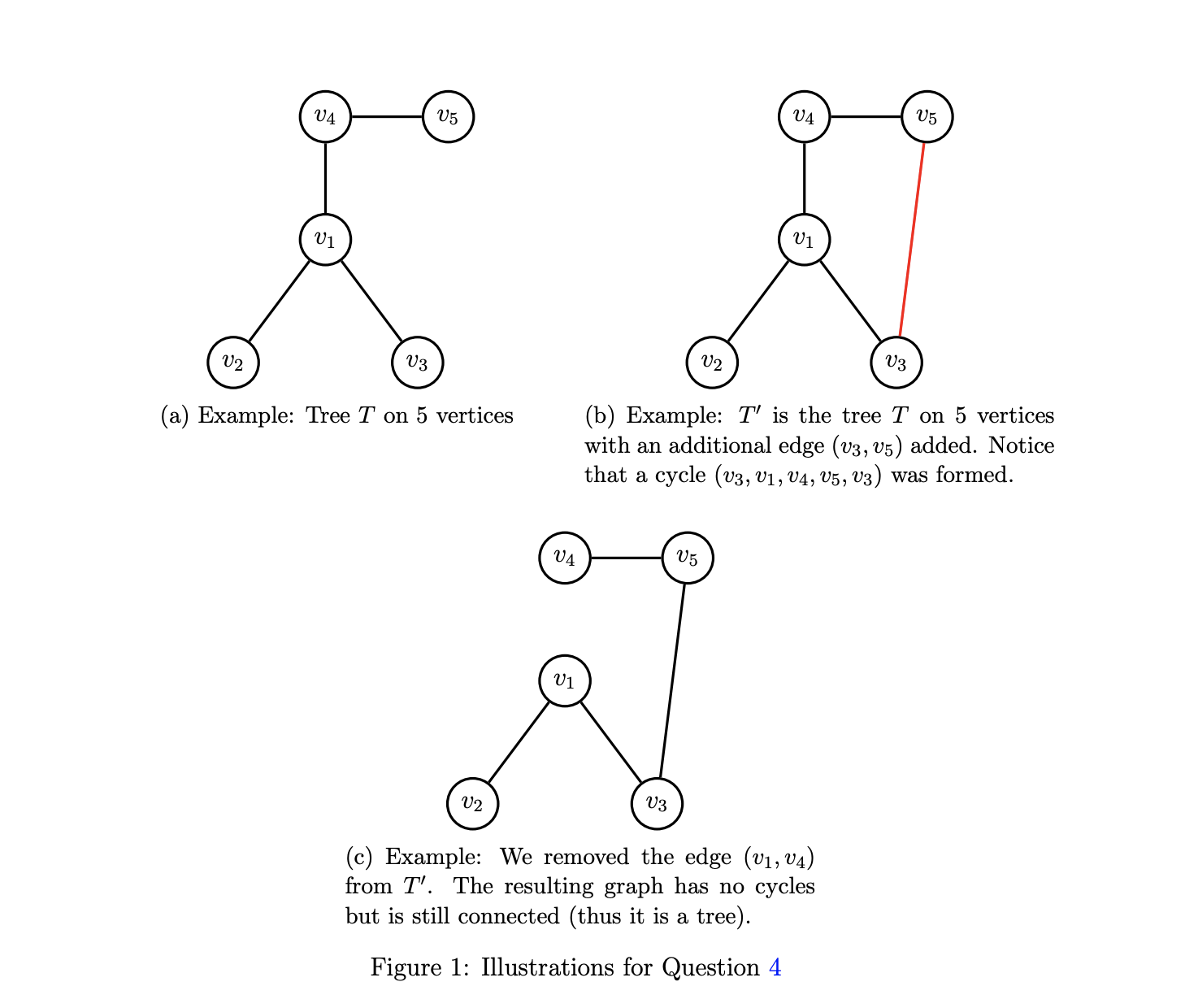 Solved (a) Example: Tree T on 5 vertices (b) Example: T′ is | Chegg.com
