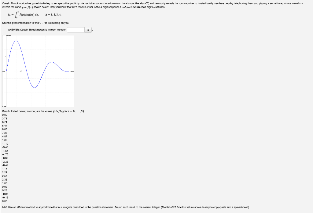 Solved Cousin Throckmorton has gone into hiding to escape | Chegg.com