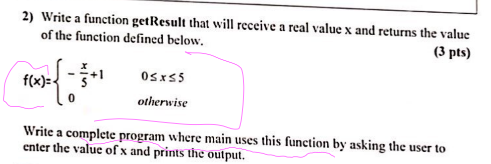Solved 2) Write a function getResult that will receive a | Chegg.com