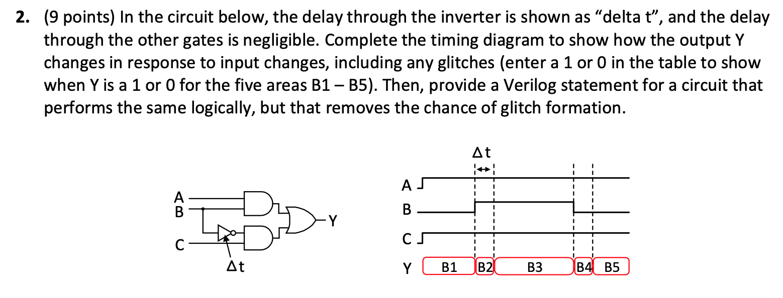Solved 2. (9 points) In the circuit below, the delay through | Chegg.com