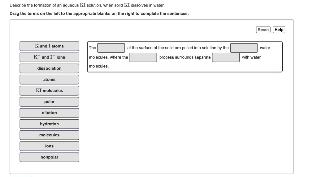 Solved Describe the formation of an aqueous KI solution, | Chegg.com