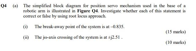 Solved Q4 (a) The simplified block diagram for position | Chegg.com