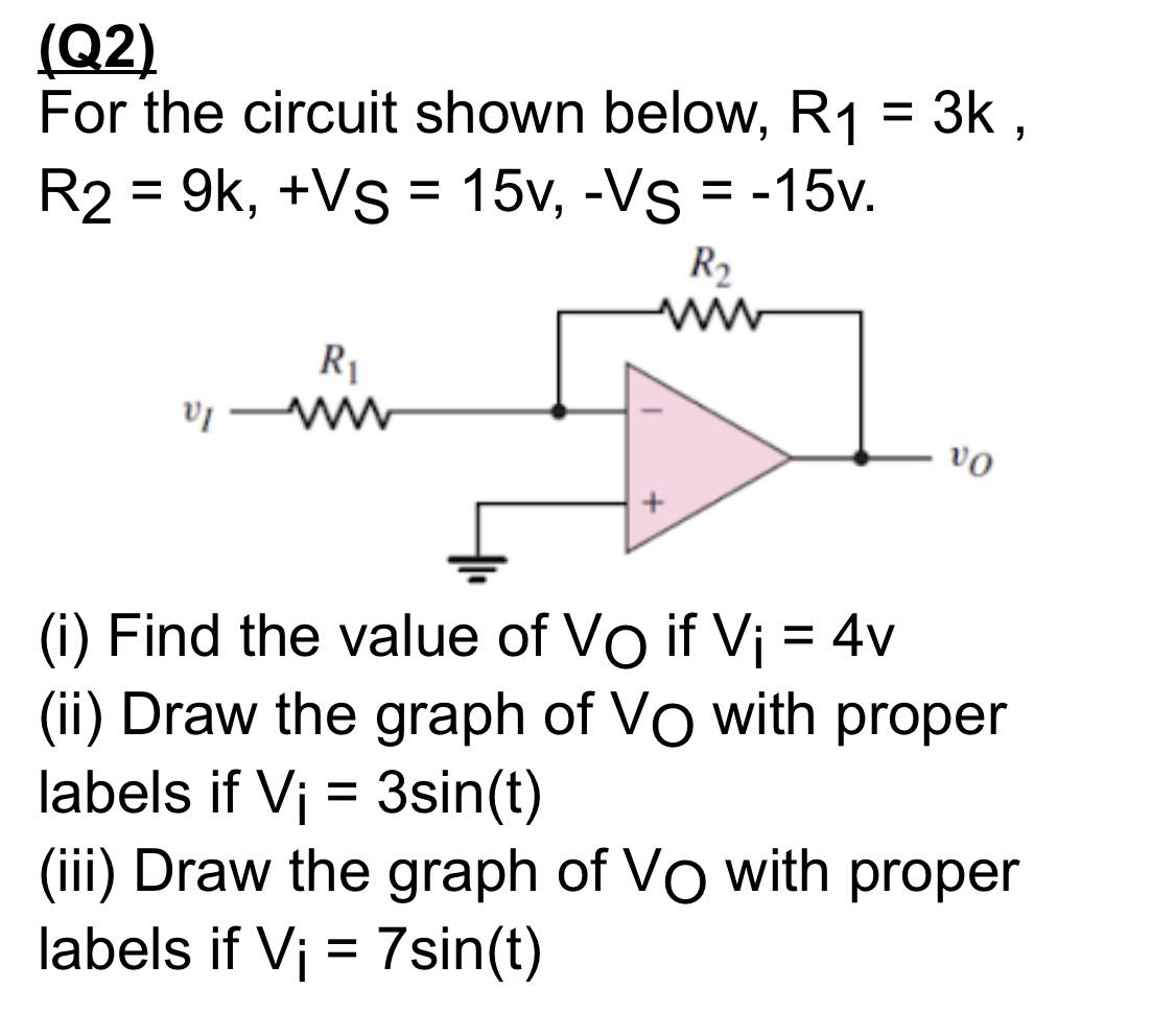 Solved (Q2) For the circuit shown below, R1=3k, | Chegg.com