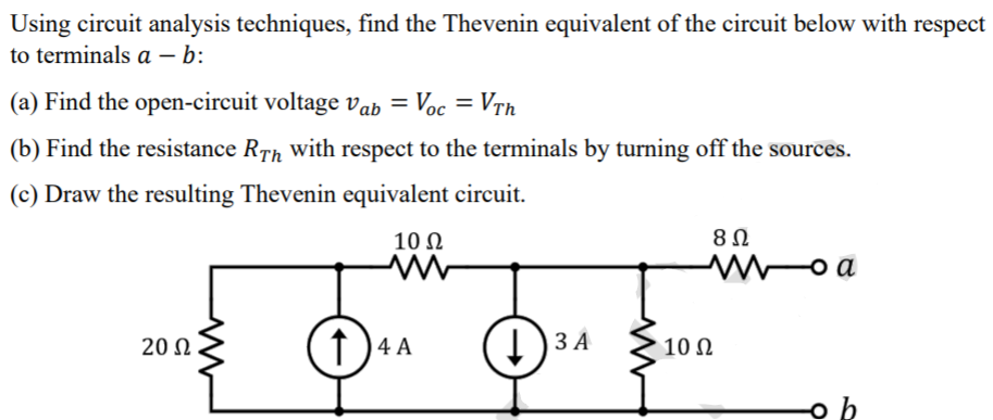 Solved Using circuit analysis techniques, find the Thevenin | Chegg.com