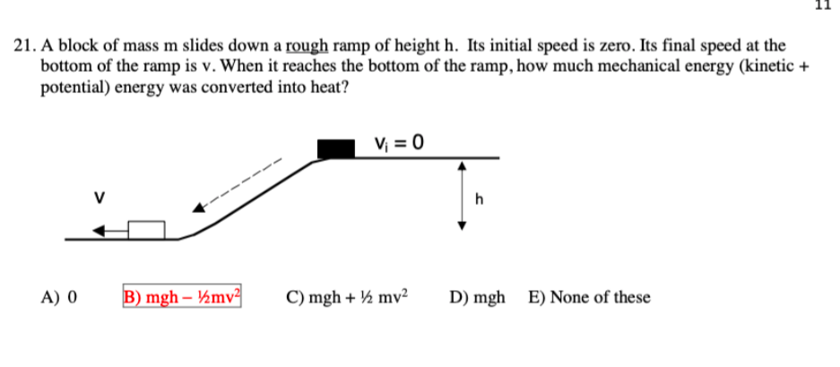 Solved 21. A block of mass m slides down a rough ramp of | Chegg.com