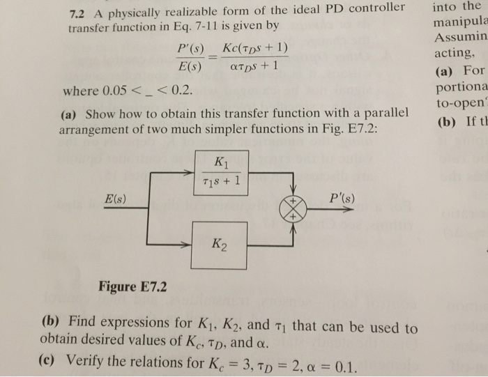 Solved 7.2 A physically realizable form of the ideal PD | Chegg.com