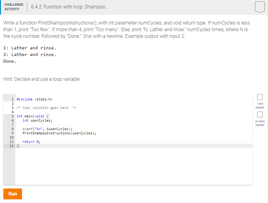 Solved: 6.4.2: Function With Loop: Shampoo. Write A Functi... | Chegg.com