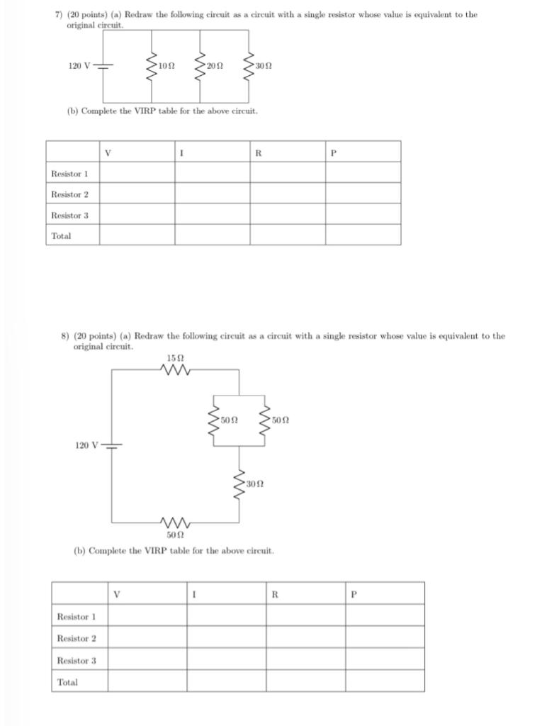 Solved 7) (20 points) (a) Redraw the following circuit as a | Chegg.com