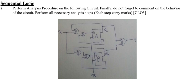 Solved Sequential Logic 2. Perform Analysis Procedure on the | Chegg.com