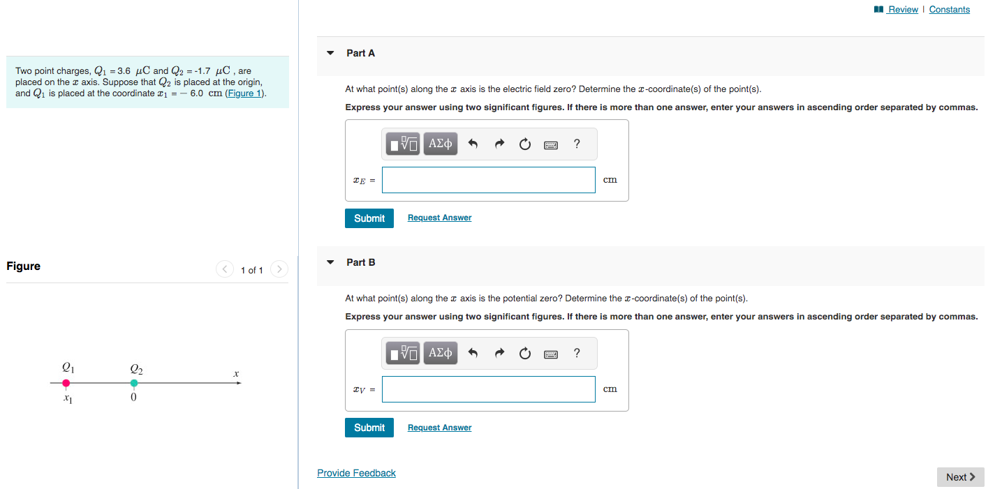 Solved Two point charges, Q1=3.6μC and Q2=−1.7μC, are placed | Chegg.com
