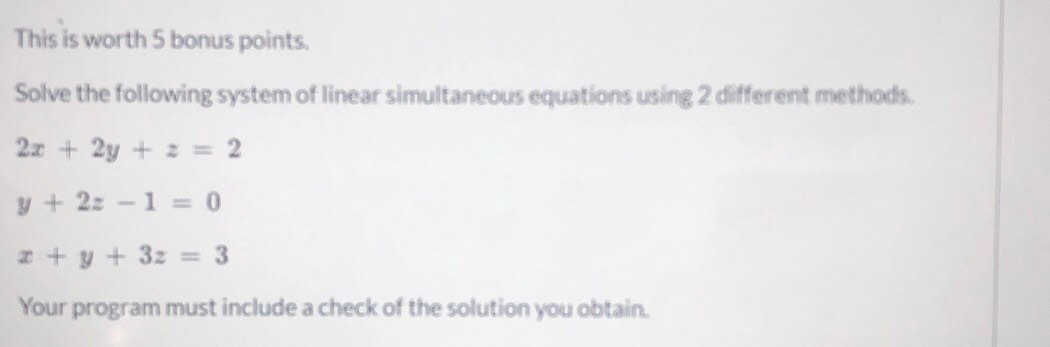 Solved This is worth 5 bonus points. Solve the following | Chegg.com