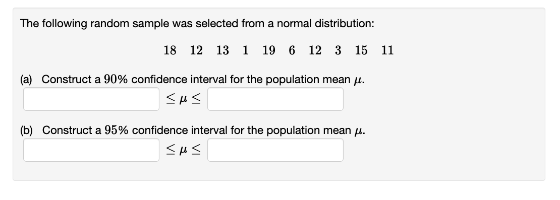 Solved The following random sample was selected from a | Chegg.com
