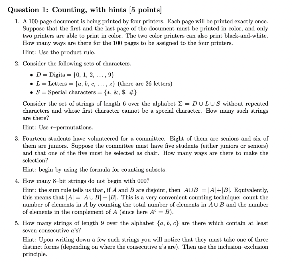 A 100-page document is being printed by four | Chegg.com