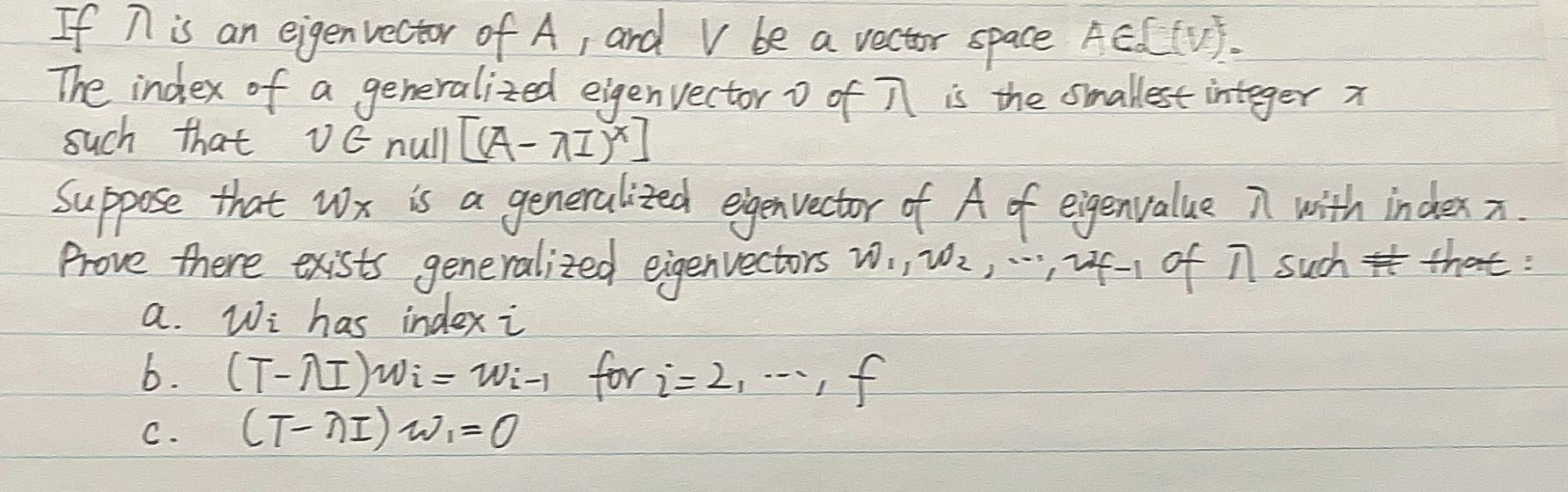 Solved If n is an eigen vector of A, and V be a vector space | Chegg.com
