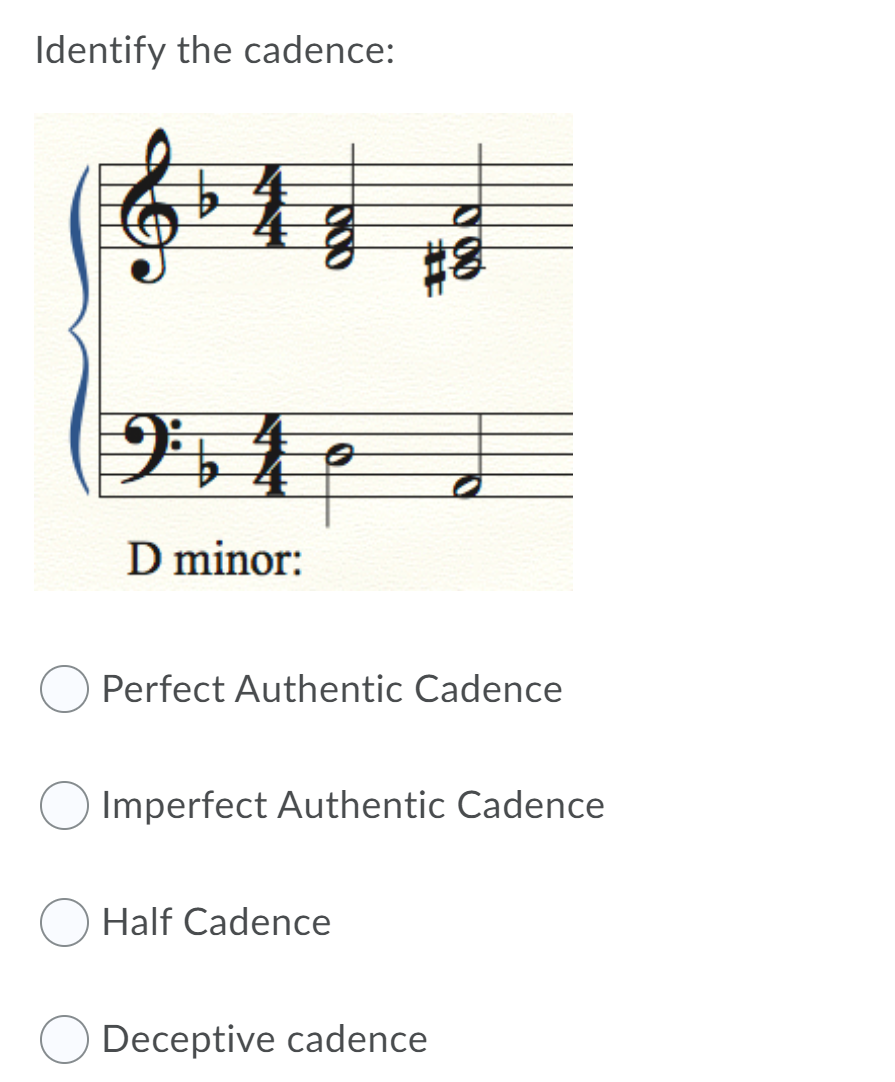 Identify the cadence: a D minor: Perfect Authentic | Chegg.com