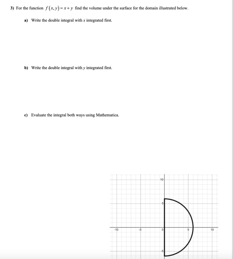 Solved The Function F X Y X Y Find The Volume Under The Sur