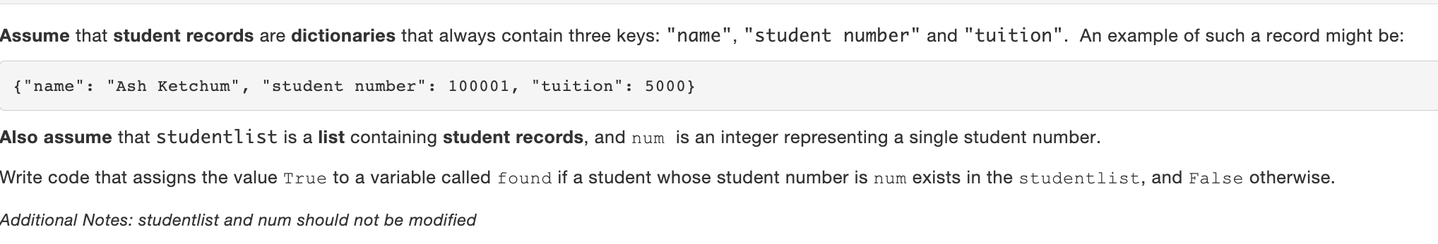 Solved Assume that student records are dictionaries that | Chegg.com
