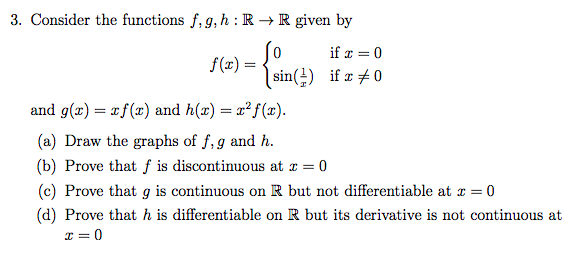 Solved f(x) = { 3. Consider the functions f, g, h: R+R given | Chegg.com