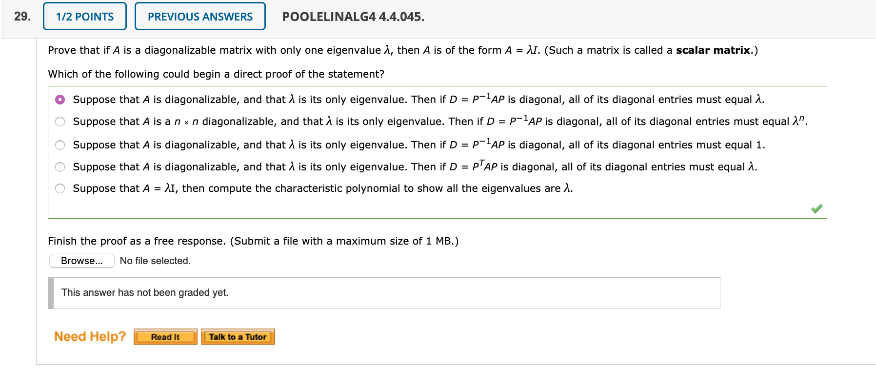 Solved 1/2 POINTS PREVIOUS ANSWERS POOLELINALG4 4.4.045. | Chegg.com
