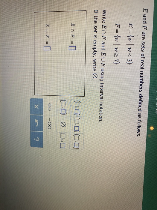 Solved E and F are sets of real numbers defined as follows. | Chegg.com