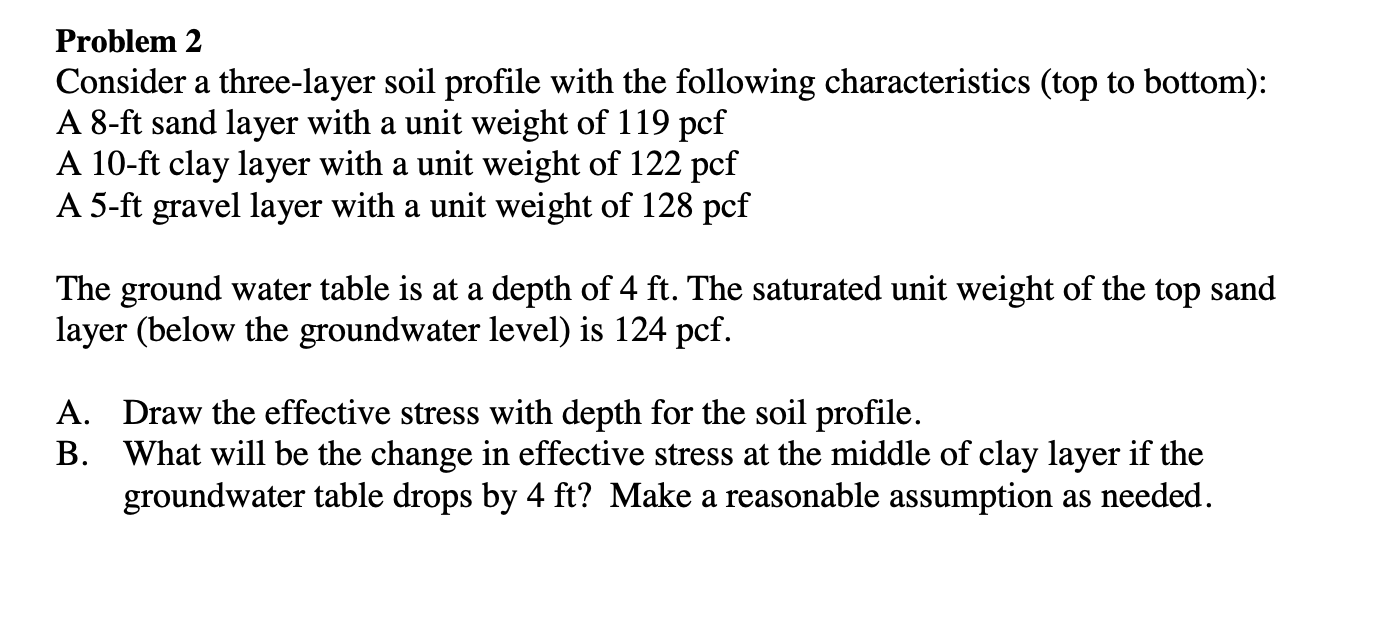 Solved Problem 2 Consider a three-layer soil profile with | Chegg.com