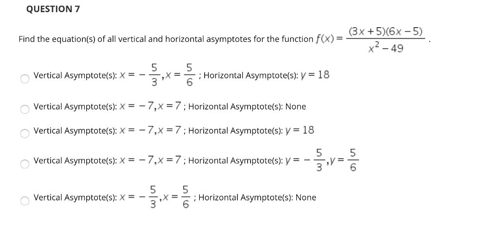 Solved QUESTION 7 Find the equation(s) of all vertical and | Chegg.com