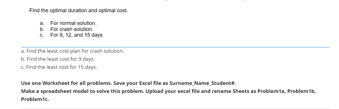 Solved Question 1 30 Points A project consist of 4 | Chegg.com