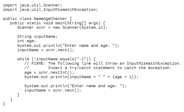 Solved The NameAgeChecker program reads a list of | Chegg.com