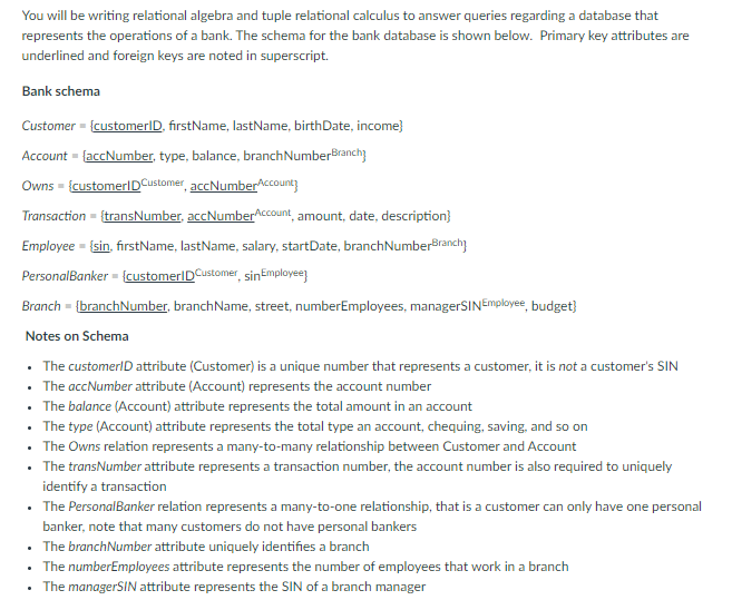 Solved You will be writing relational algebra and tuple | Chegg.com