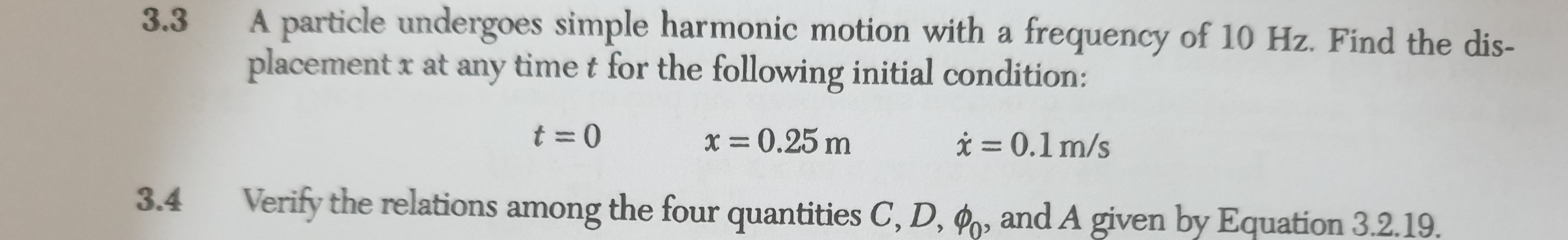 Solved 3.3 A particle undergoes simple harmonic motion with | Chegg.com
