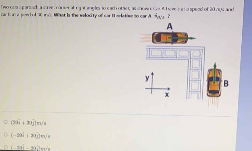 Solved Two cars approach a street corner at right angles to | Chegg.com