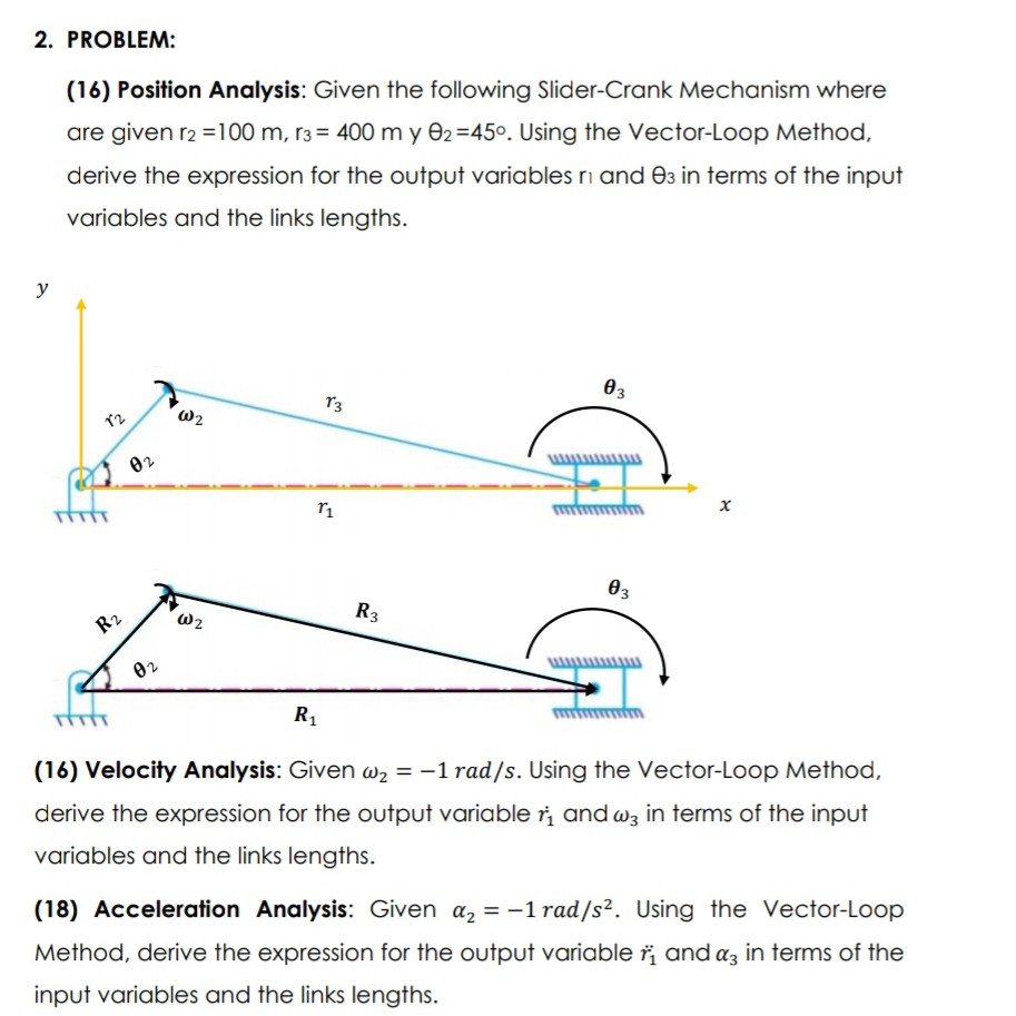 Solved 2. PROBLEM: (16) Position Analysis: Given the | Chegg.com