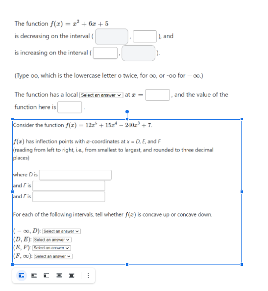 Solved The function f(x) = x2 + 6x + 5 is decreasing on the | Chegg.com