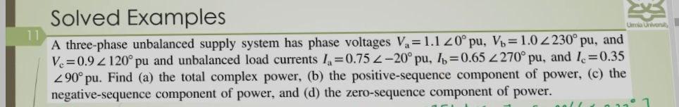 Solved Umar 11 Solved Examples A three-phase unbalanced | Chegg.com