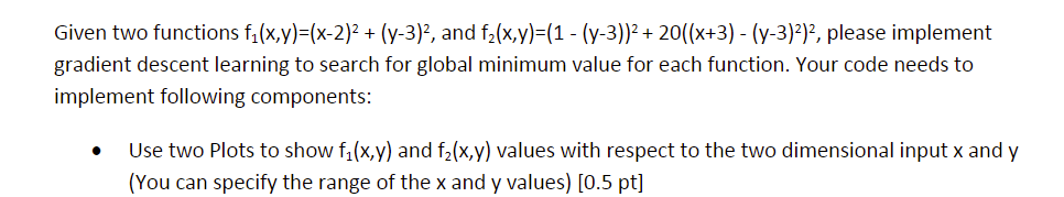 Solved Given two functions fz(x,y)=(x-2)2 + (y-3)2, and | Chegg.com