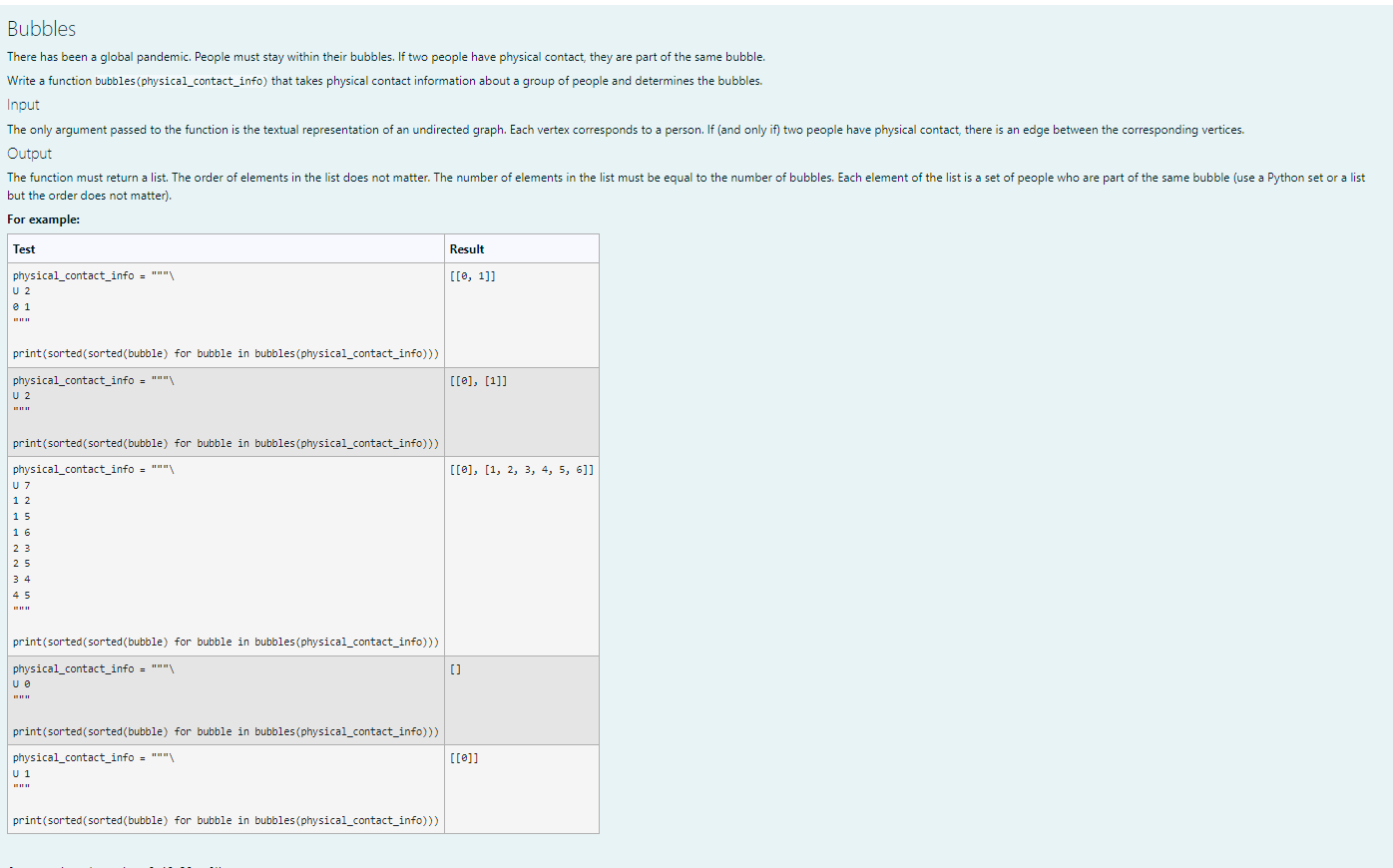 Solved Write a function bubbles(physical_contact_info) that | Chegg.com
