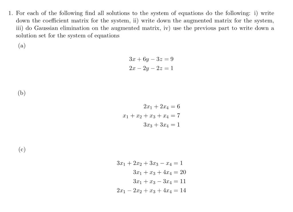 Solved 1. For each of the following find al solutions to the | Chegg.com