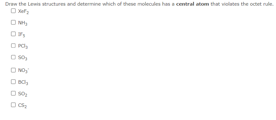 Solved Draw the Lewis structures and determine which of | Chegg.com
