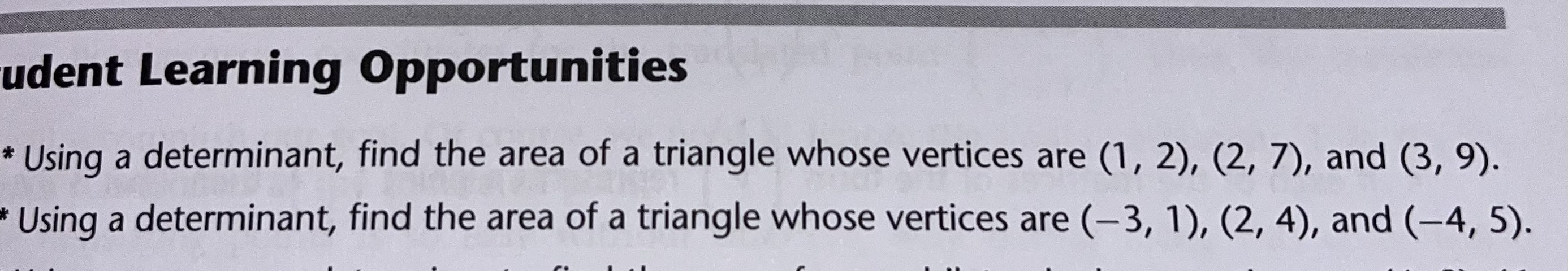 Solved udent Learning Opportunities * Using a determinant, | Chegg.com